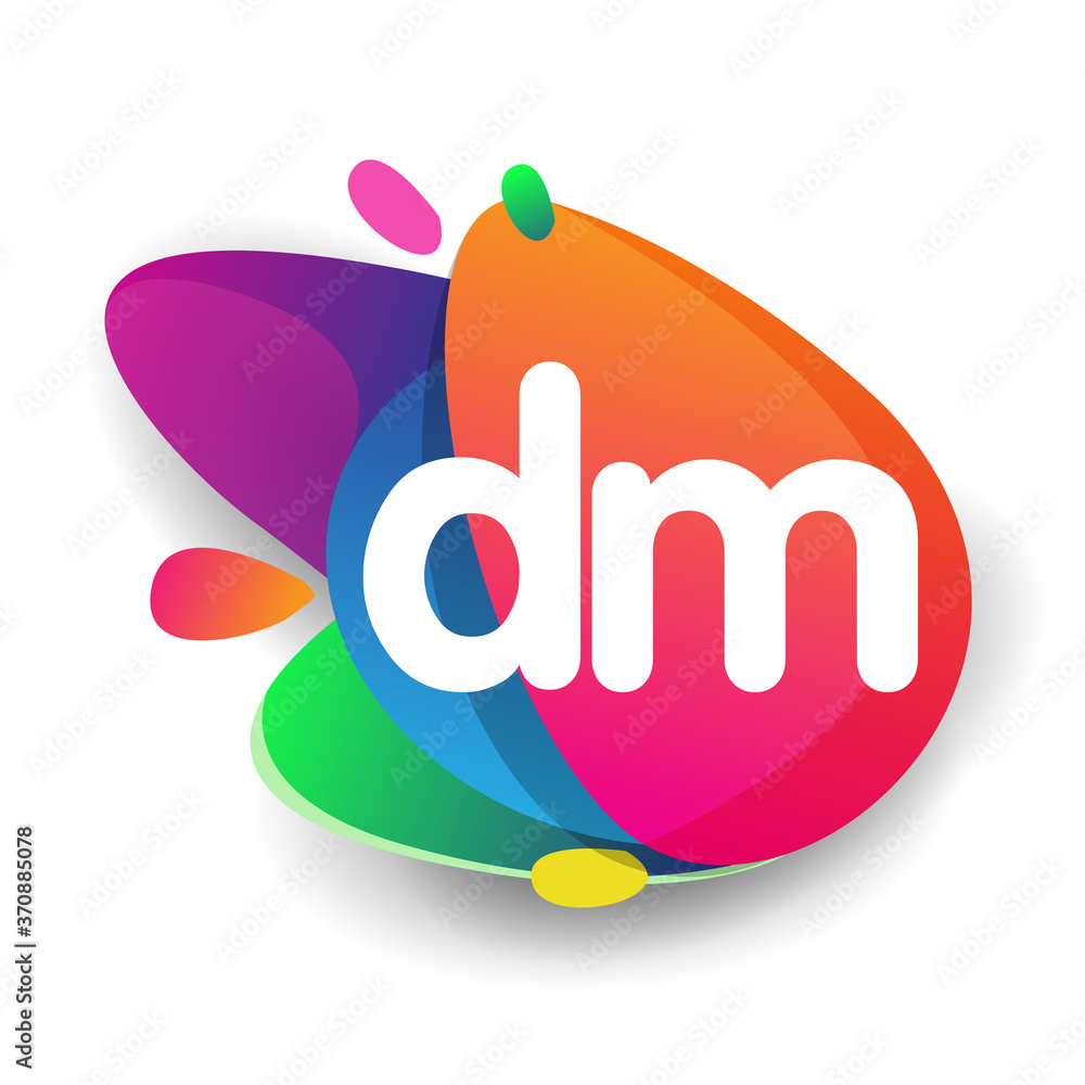 Letter DM logo with colorful splash background, letter combination logo ...
