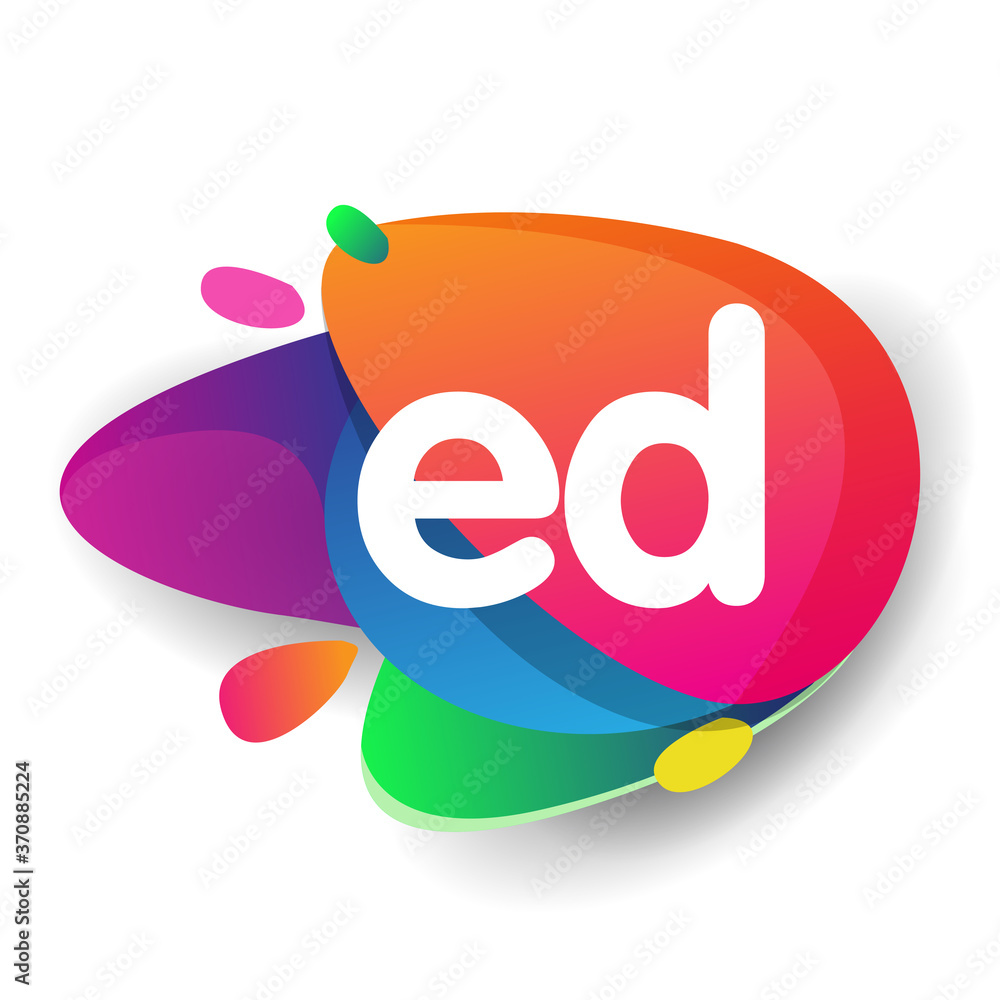 Letter ED logo with colorful splash background, letter combination logo ...