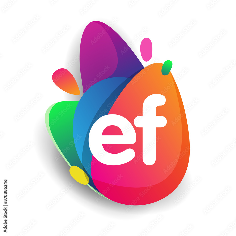 Letter EF logo with colorful splash background, letter combination logo ...