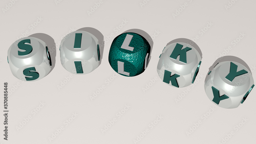 SILKY curved text of cubic dice letters. 3D illustration. flags and ...