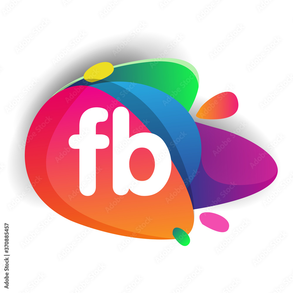 Letter FB logo with colorful splash background, letter combination logo ...