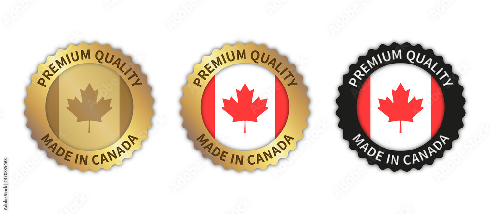 Set of 3 "Made in Canada" vector icons. Illustration with transparent ...