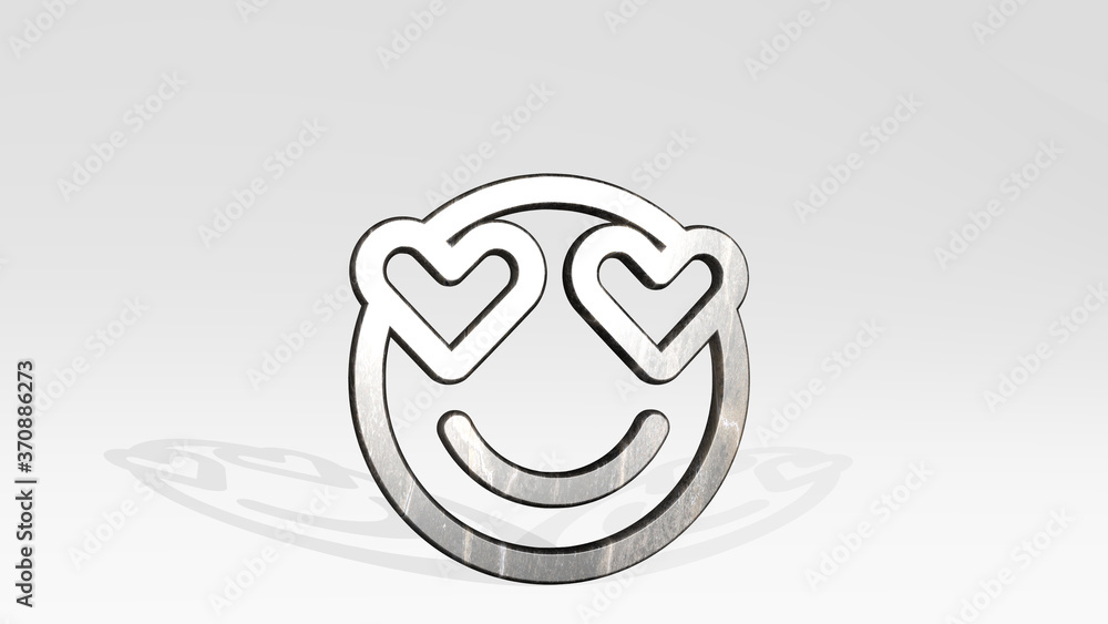 smiley in love 3D icon standing on the floor. 3D illustration. face and ...