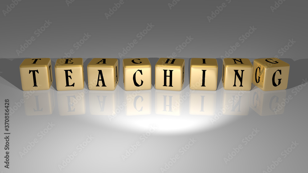 Teaching text of cubic dice letters on the floor and 3D icon on the ...