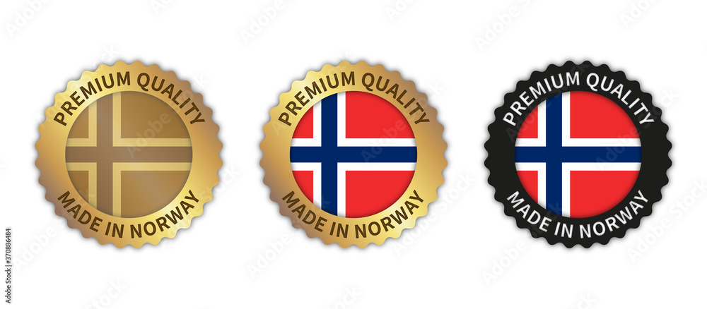Set of 3 "Made in Norway" vector icons. Illustration with transparent ...