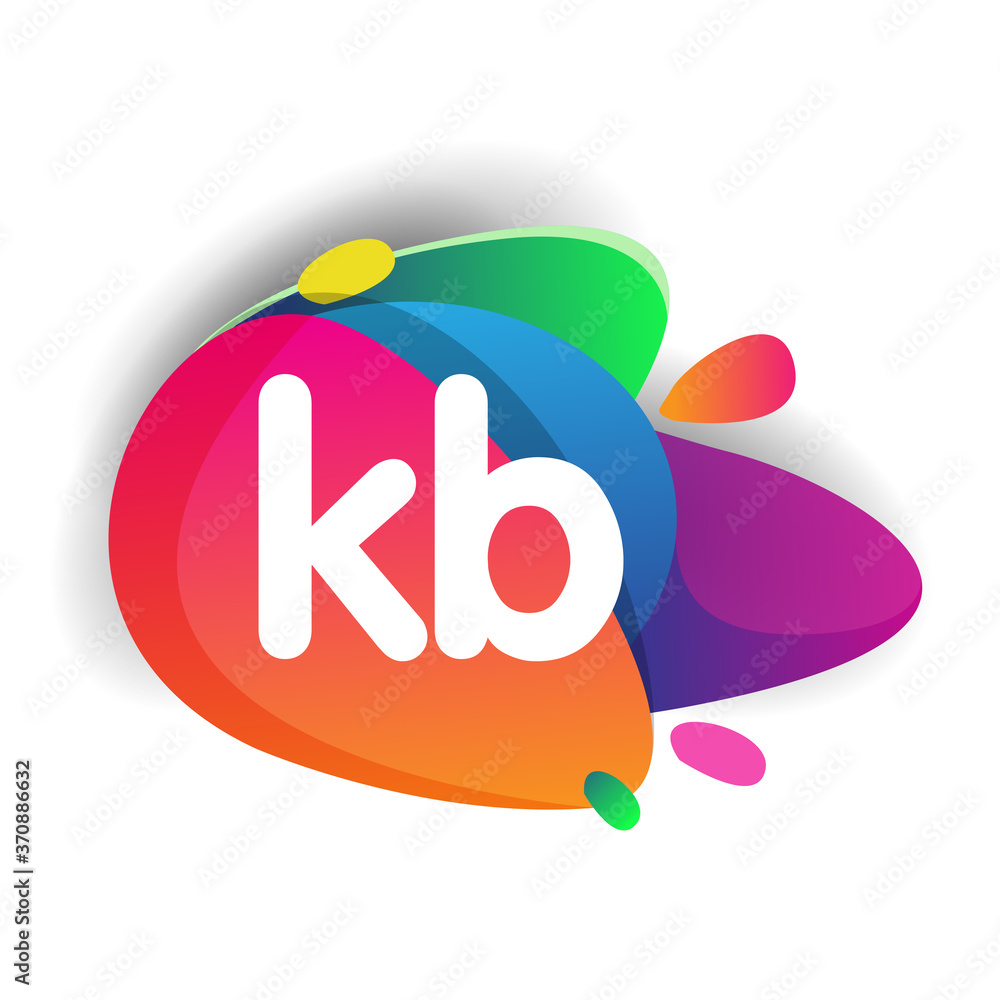 Letter KB logo with colorful splash background, letter combination logo ...