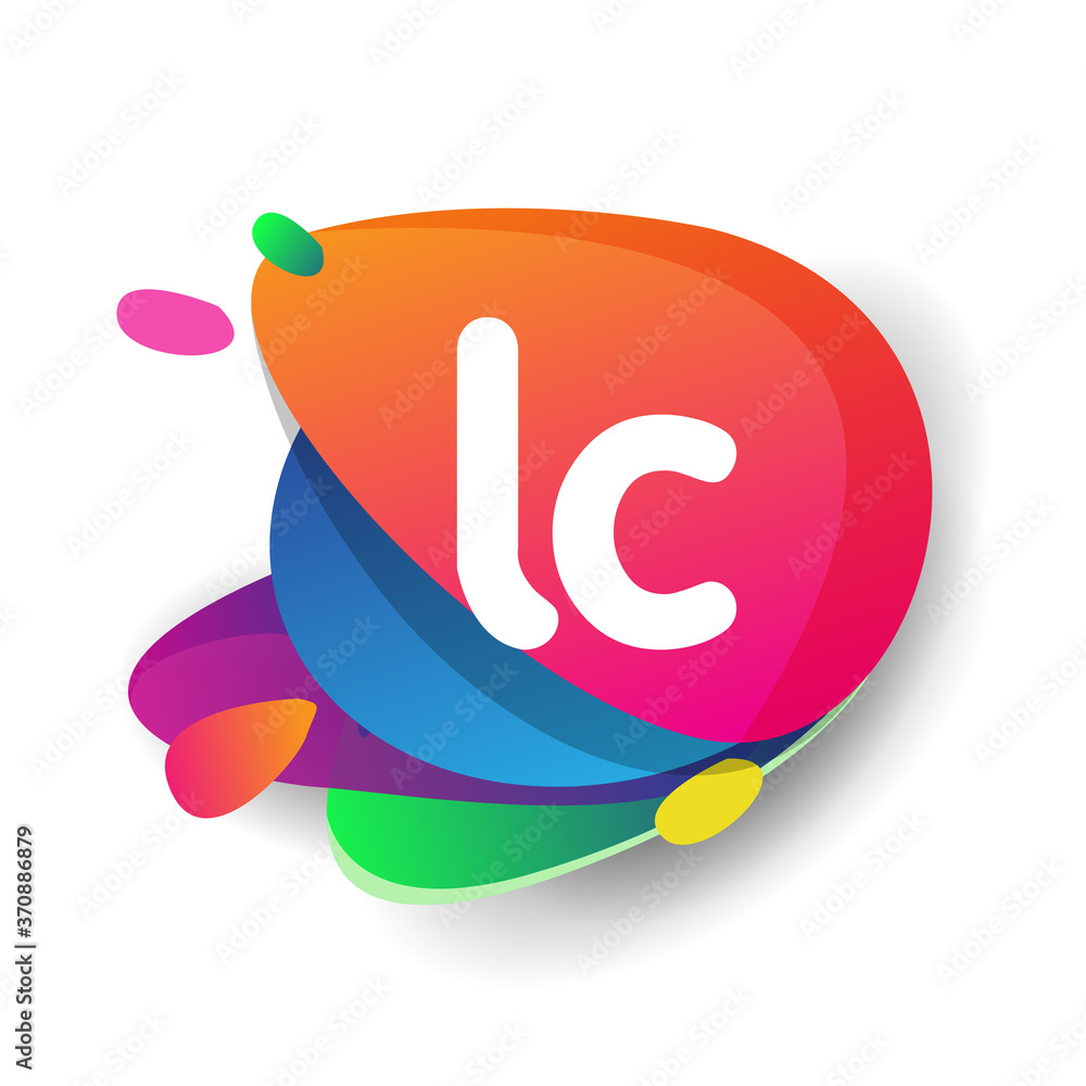 Letter LC logo with colorful splash background, letter combination logo ...