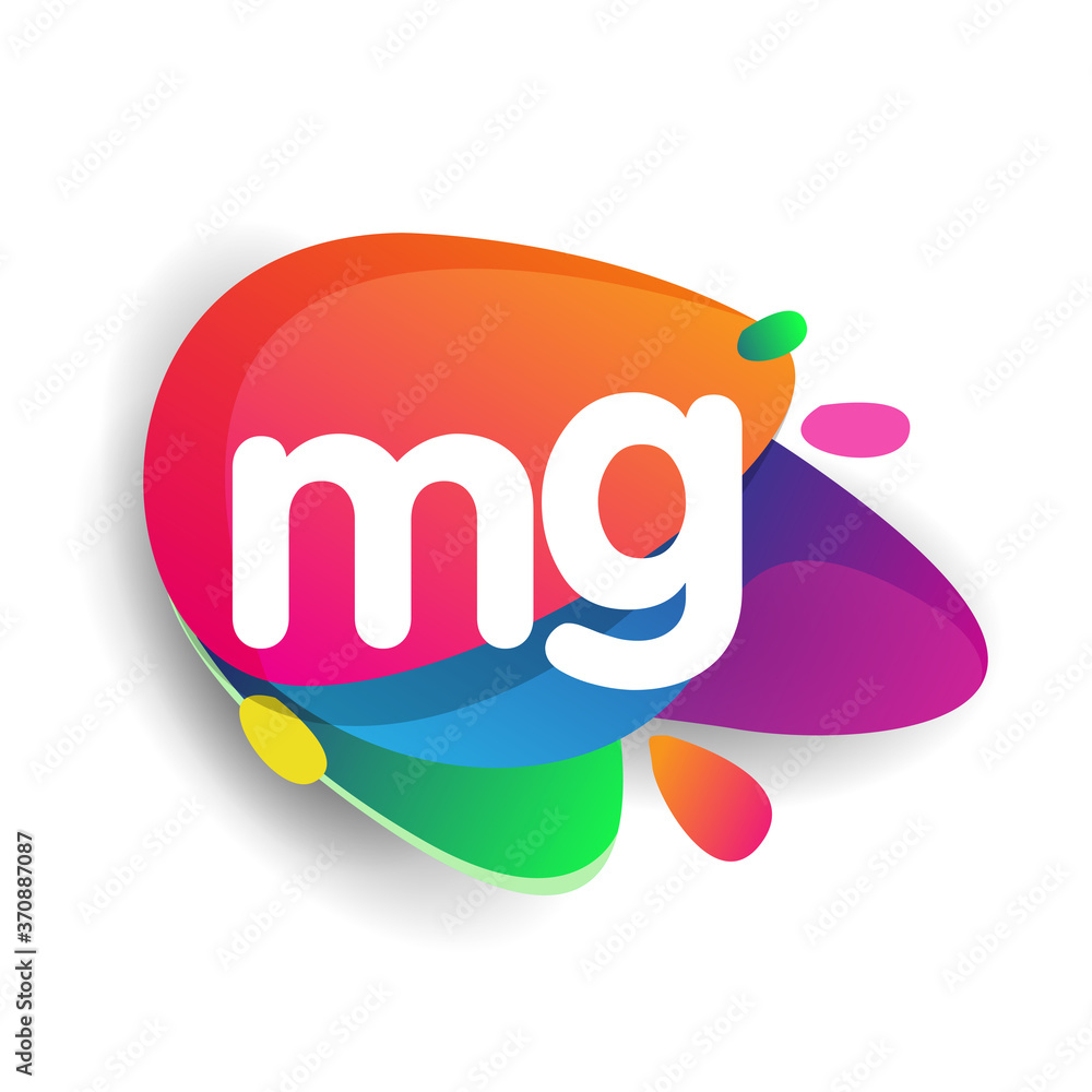 Letter MG logo with colorful splash background, letter combination logo ...