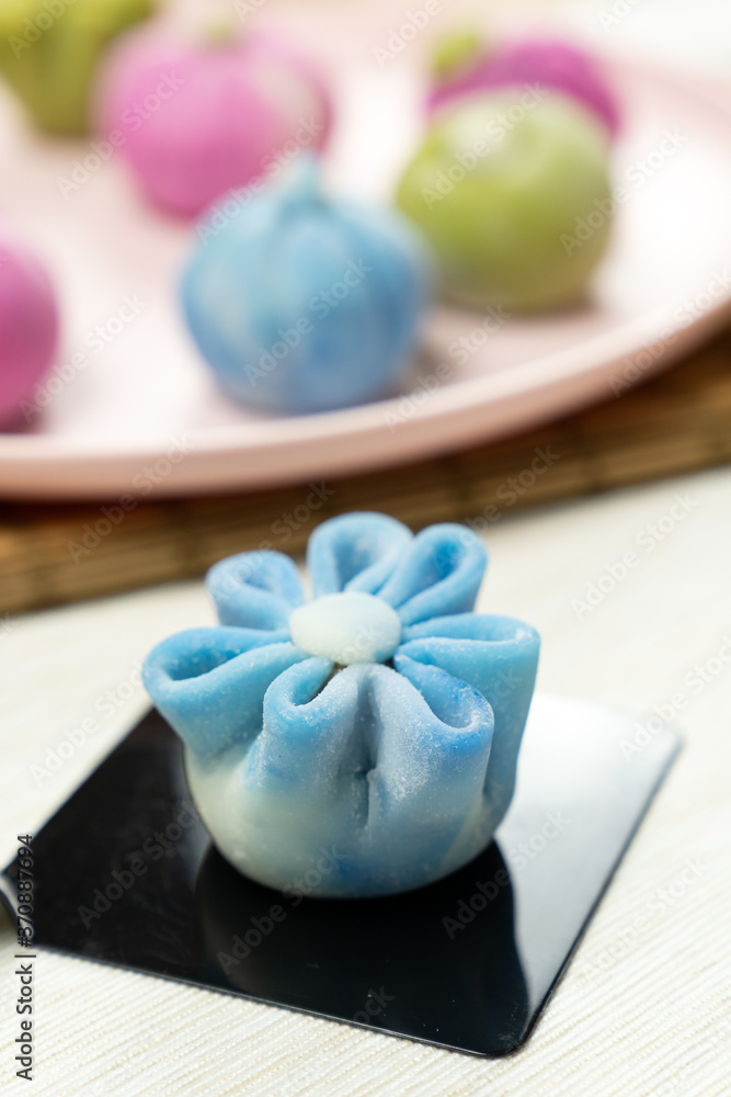 Traditional Japanese dessert confectionery cake wagashi or snow skin ...