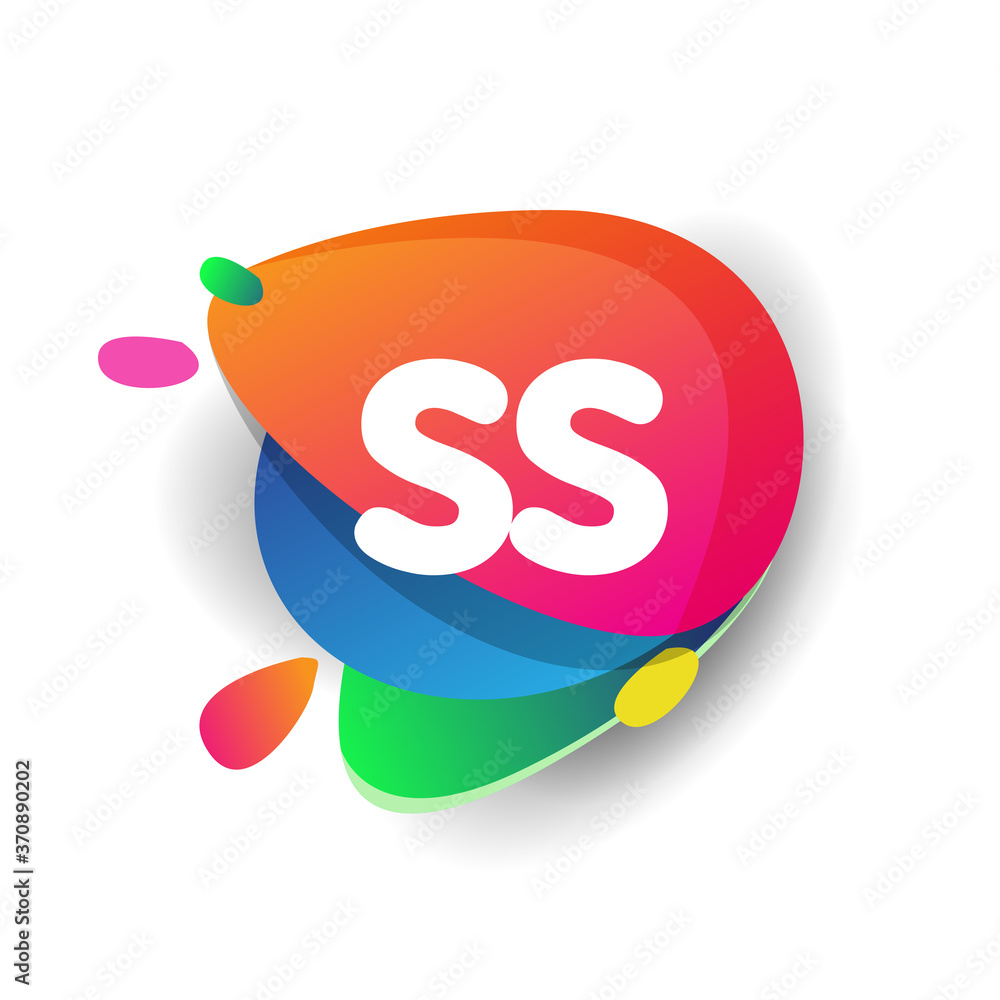 Letter SS logo with colorful splash background, letter combination logo ...