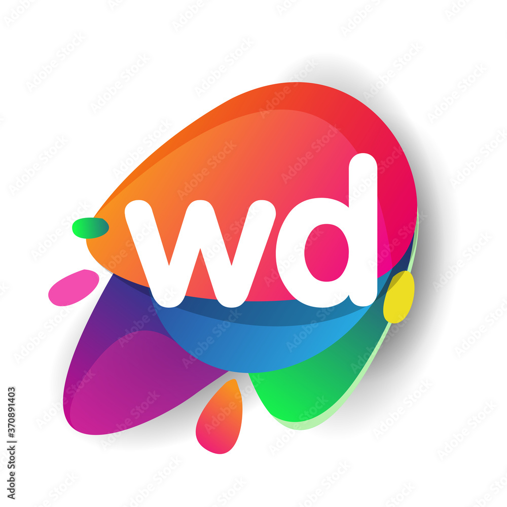 Letter WD logo with colorful splash background, letter combination logo ...