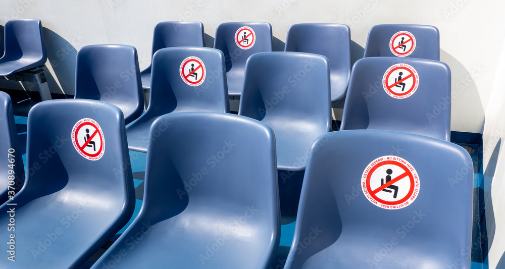 Social distancing: no sitting logo stickers to avoid contact and ...