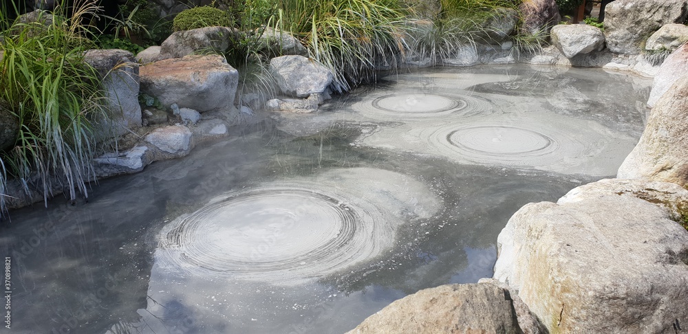 Oniishibozu Jigoku Mud hot spring onsen in Beppu, Oita, Kyushu, Japan ...