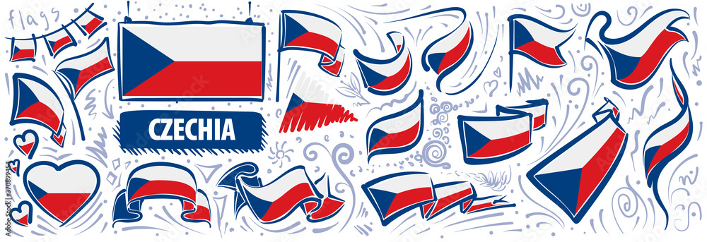 Poster Vector set of the national flag of Czechia in various creative ...