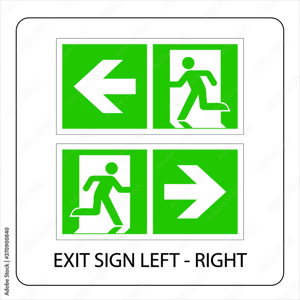 emergency fire exit sign. running man icon to door. green color Stock ...