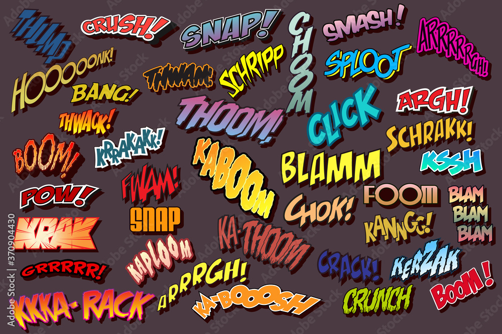Onomatopoeia Examples In Comics Isolated Comic Onomatopoeia Royalty