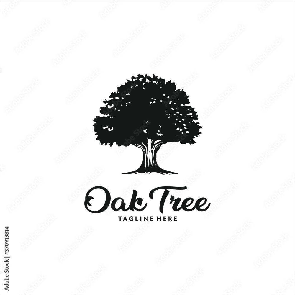 oak tree logo design silhouette vector Stock Vector | Adobe Stock