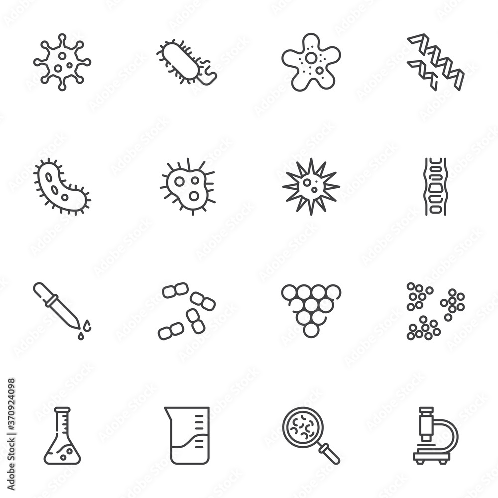 Bacteria line icons set, outline vector symbol collection, linear style ...