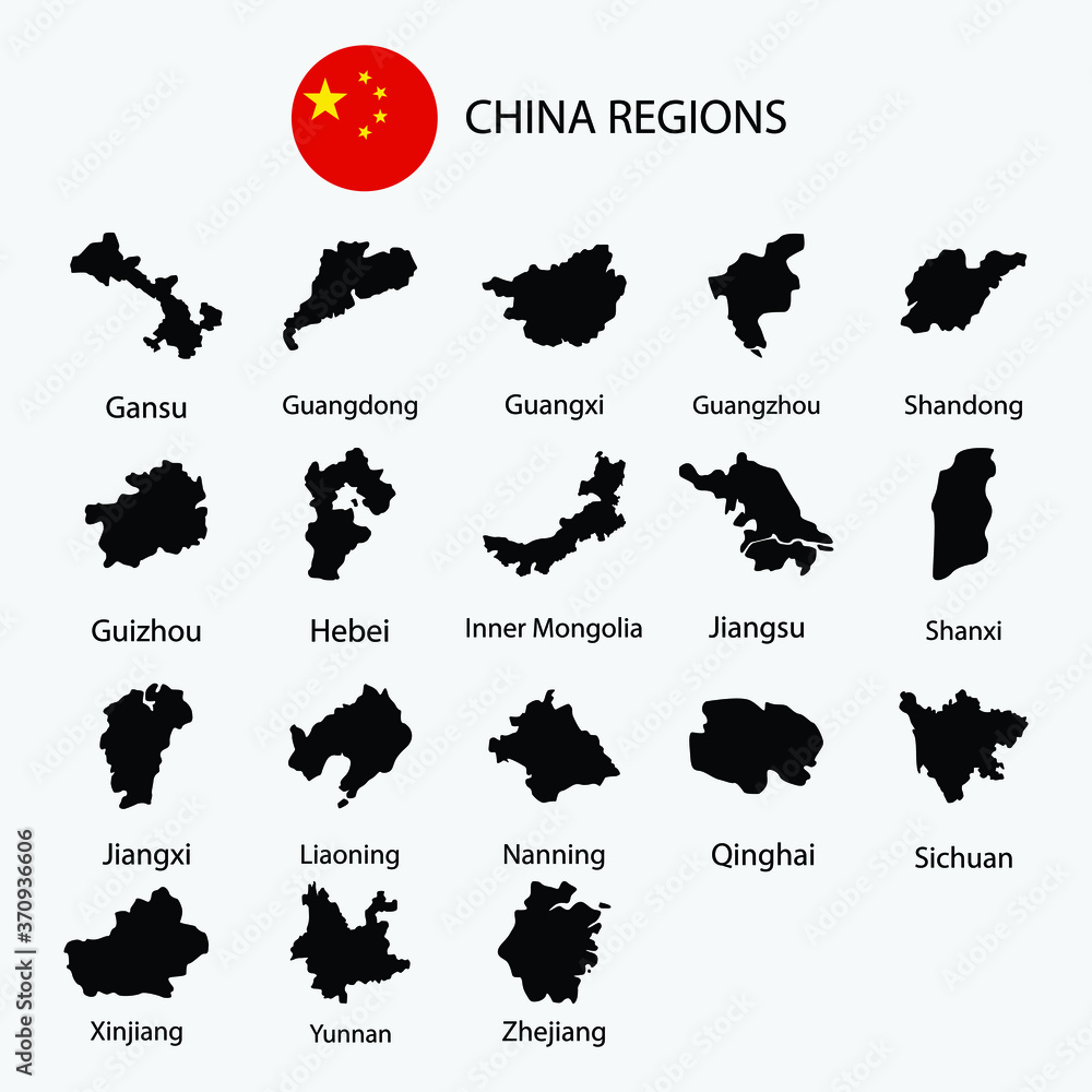 Vetor de Map of China state regions graphic element Illustration ...