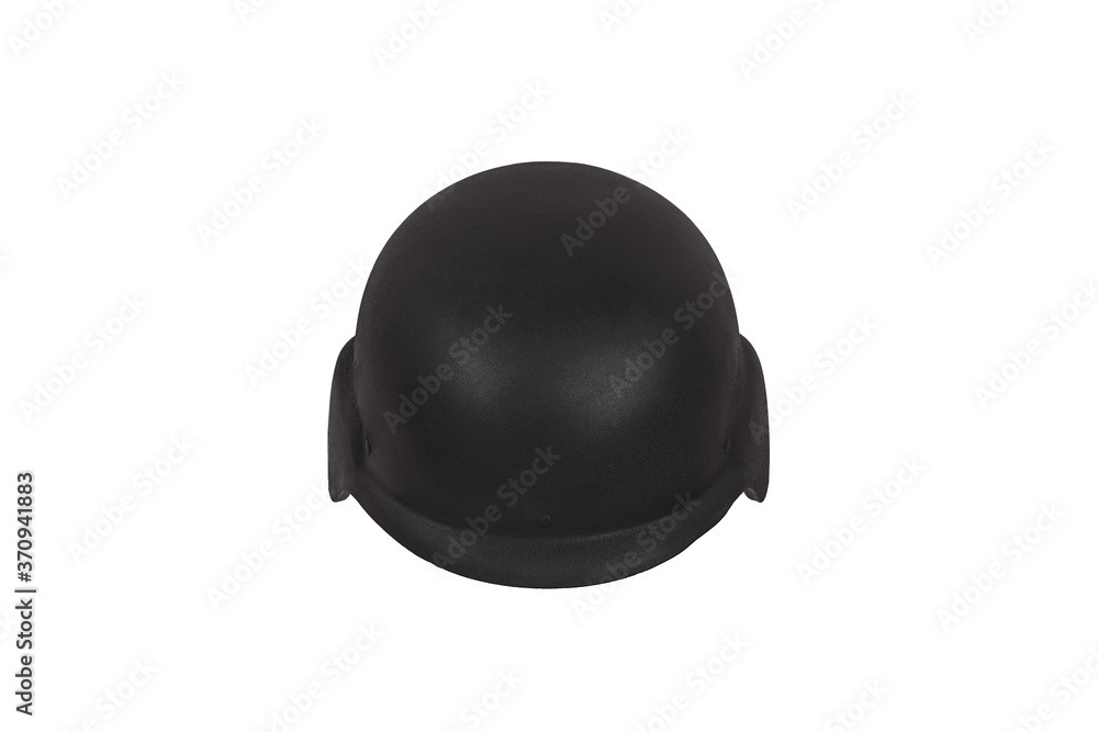 Modern black safety helmet isolate on a white bac. Military Soldier ...
