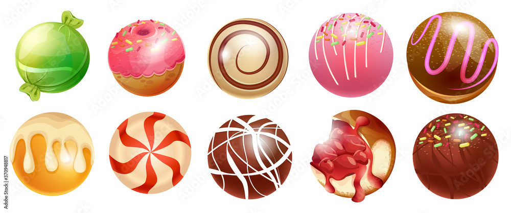 Set of sweet candy world, concept food planets Stock Vector | Adobe Stock