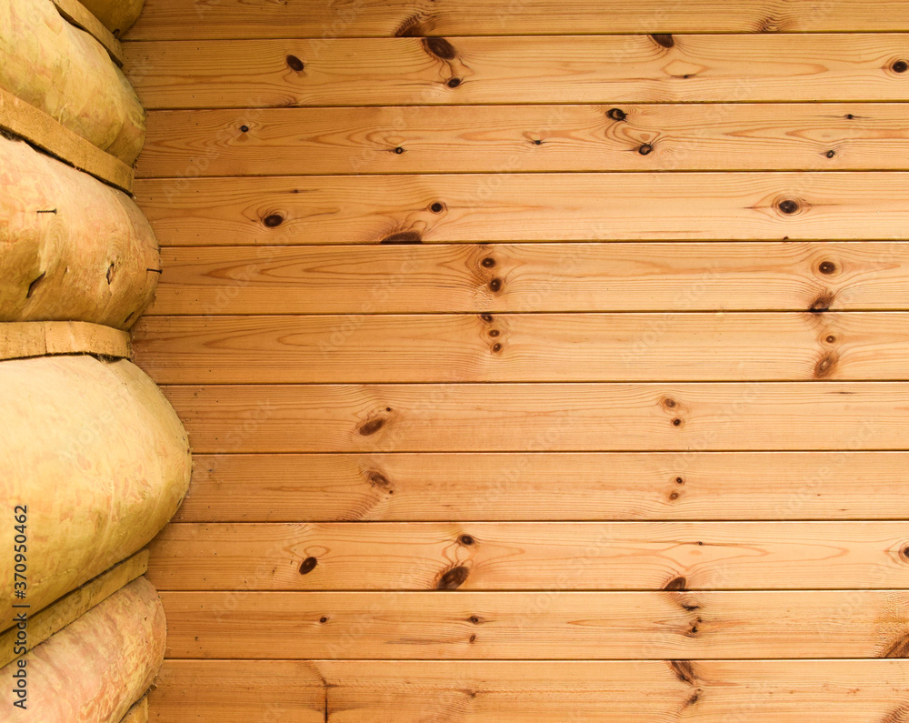 Natural wood background. Construction of a wooden house. Wood plank ...