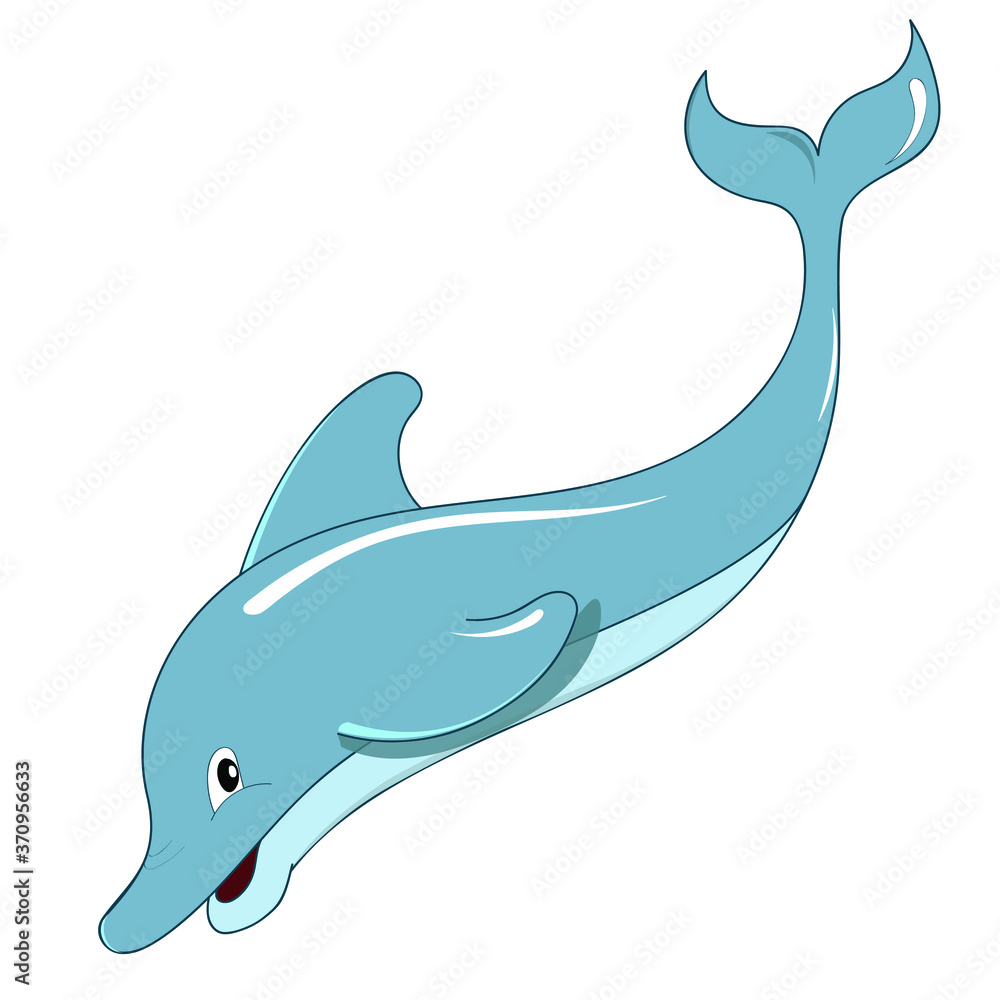 Cartoon dolphin vector illustration on white background Stock Vector ...