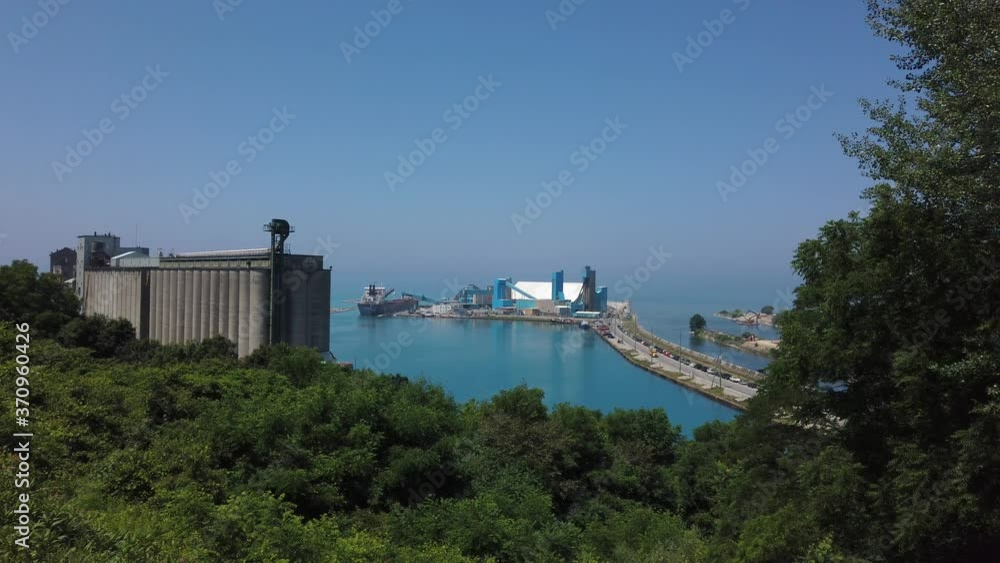 Goderich Harbour With The Grain Elevator Storage Silos And The Goderich ...