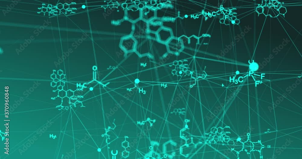 Chemical formulas move in space, science and mathematical research and ...