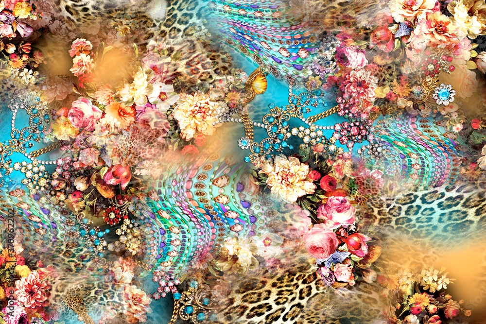 Seamless pattern flower and animal print background Stock Illustration ...