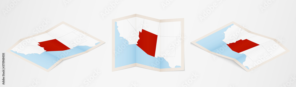 Folded map of Arizona in three different versions. Stock Vector | Adobe ...