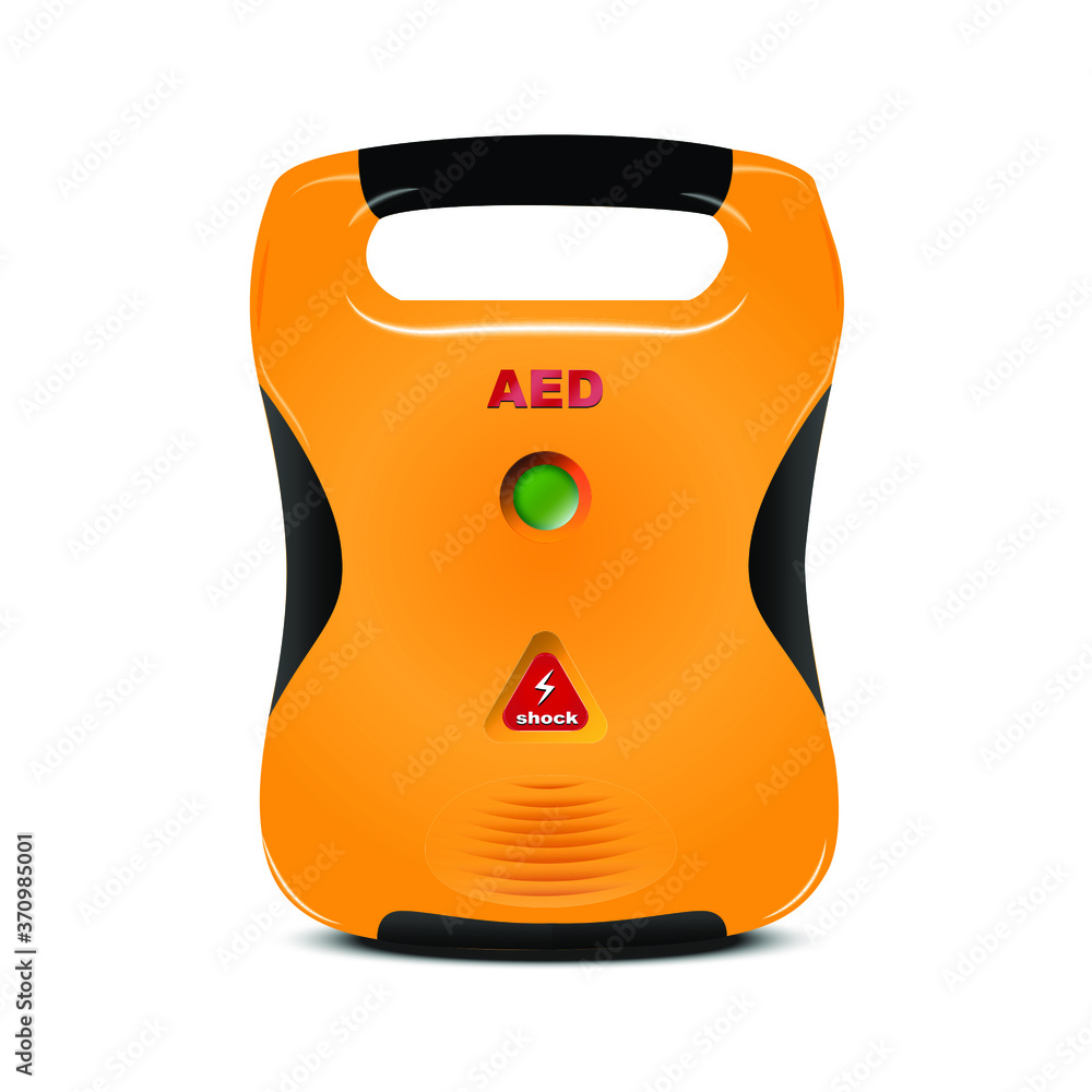AED first aid basic life support Automated External Defibrillator Stock ...