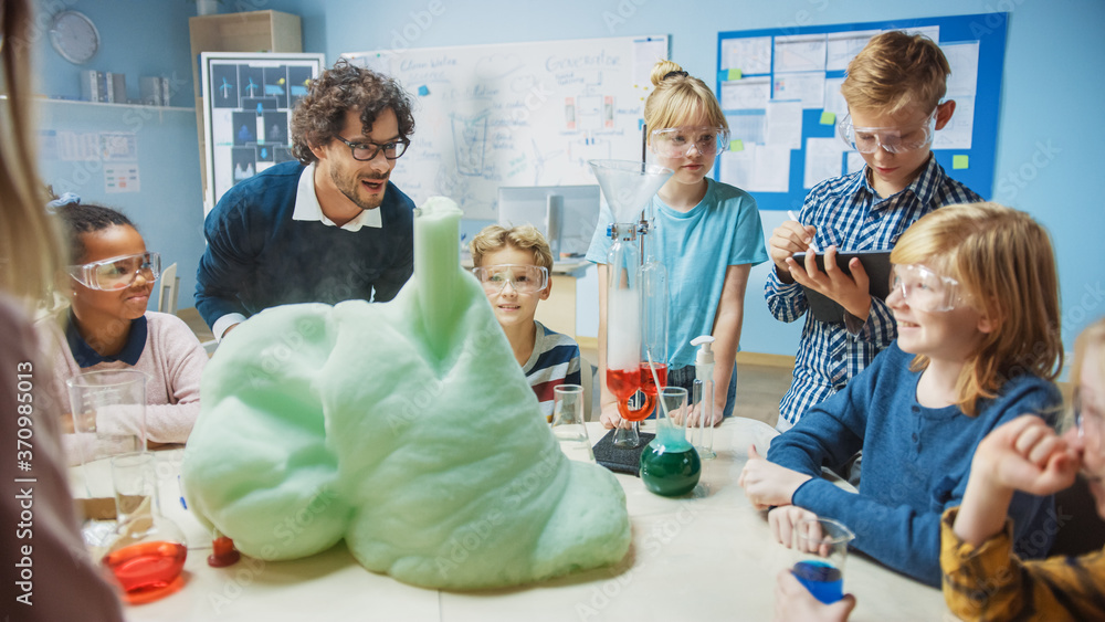 Elementary School Science / Chemistry Classroom: Enthusiastic Teacher ...