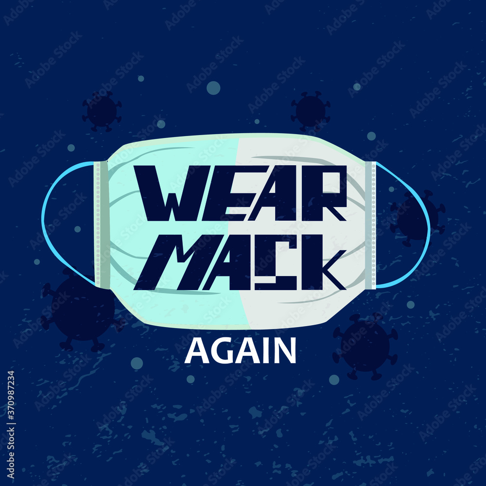Vetor de Wear mask again logo, sticker, entrance door sign, print ...