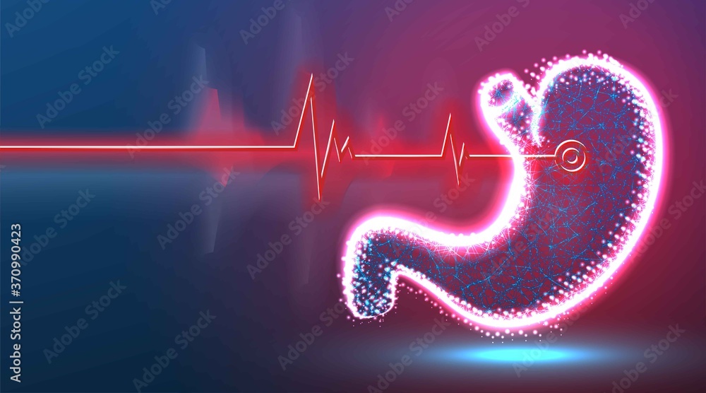 Stomach Human Anatomy, Point of disease. Health and medical concept ...
