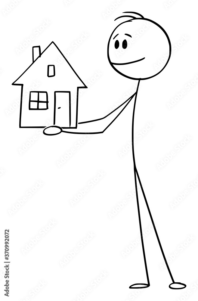 Vector cartoon stick figure drawing conceptual illustration of smiling ...