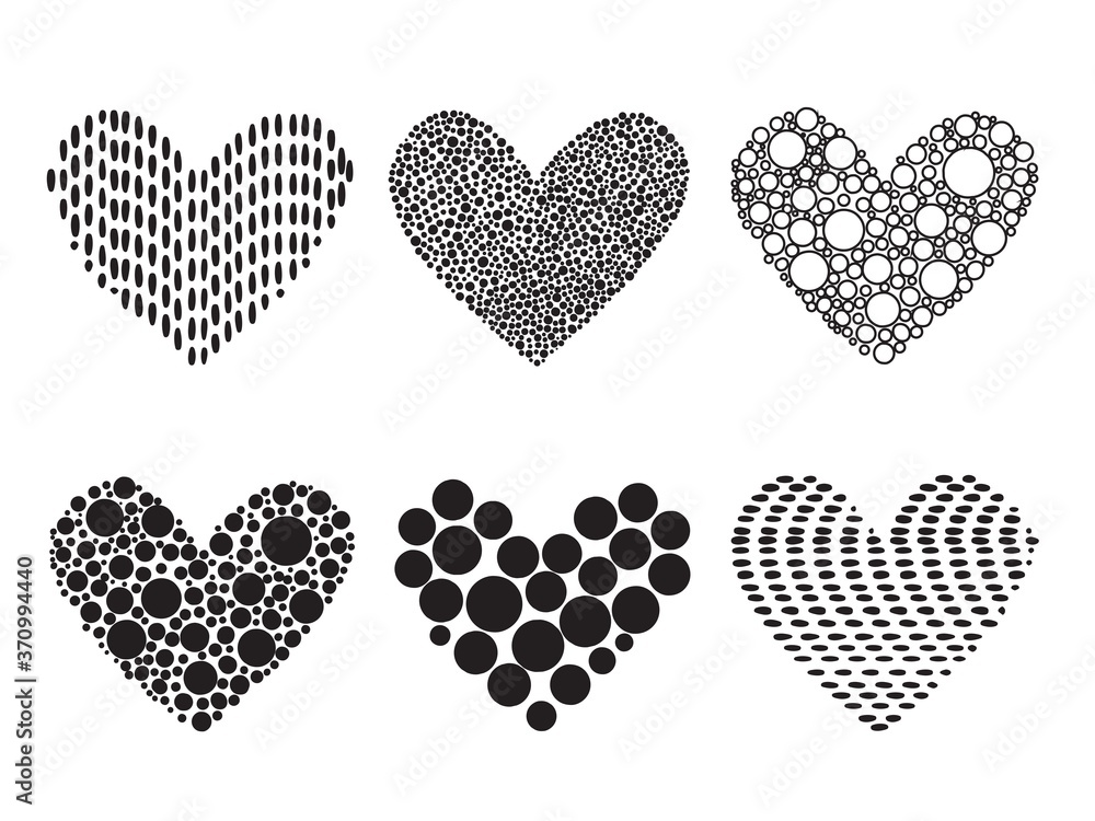 simple isolated stipple dot art in hearts shape element for texture ...