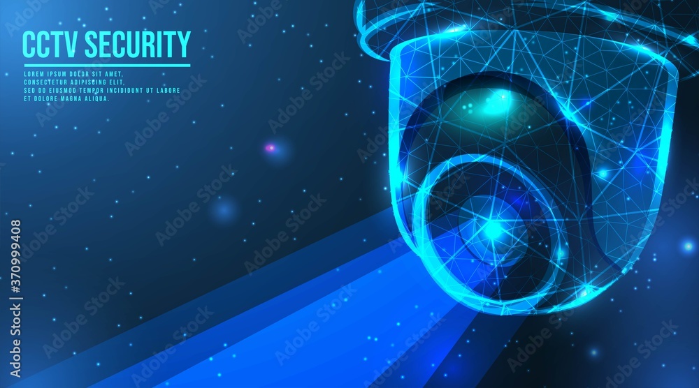 180 Degree Dome Security Camera. abstract low poly wireframe mesh ...