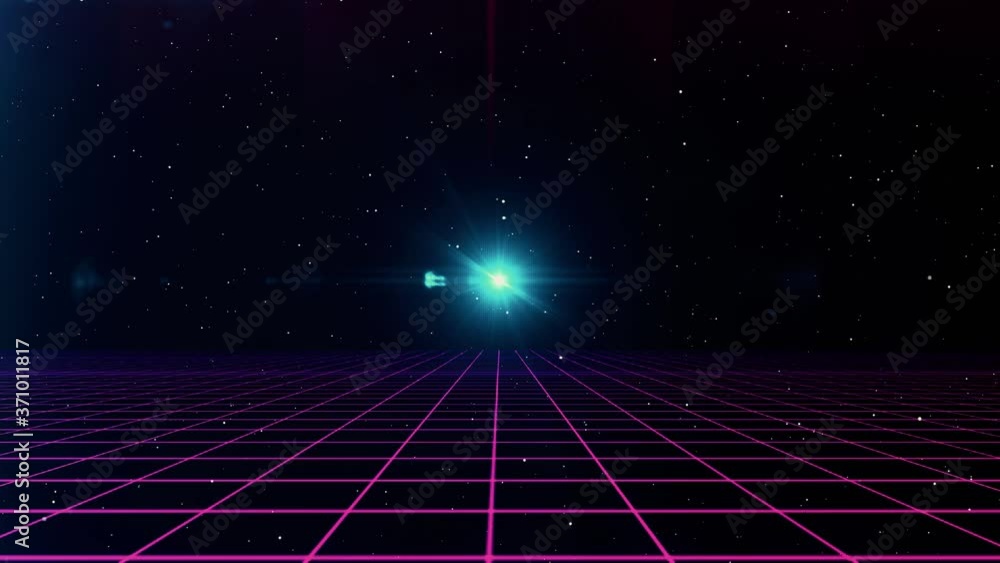 Retro cyberpunk style 80s Sci-Fi Background Futuristic with laser grid ...