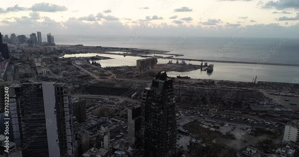 2020 Beirut port explosion: aerial aftermath scenic view of destruction ...