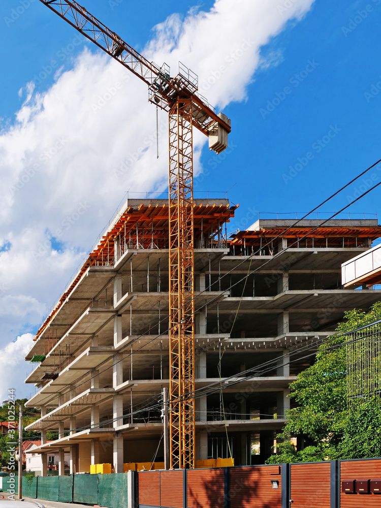 Concrete frame structure of a new multi-story apartment building in ...