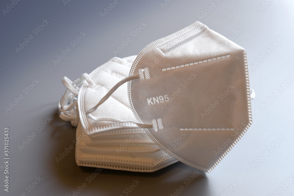 white KN95 or N95 mask for protection pm 2.5 and corona virus isolated ...