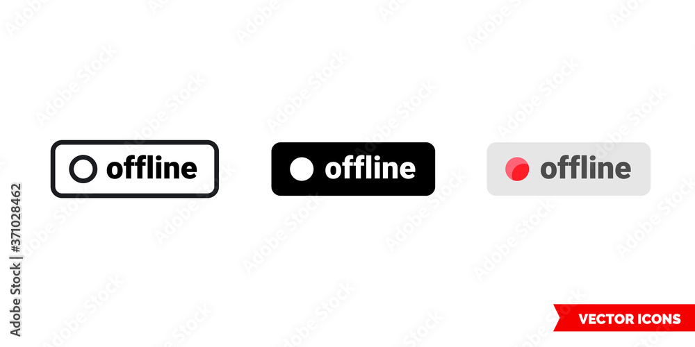 Offline icon of 3 types color, black and white, outline. Isolated ...