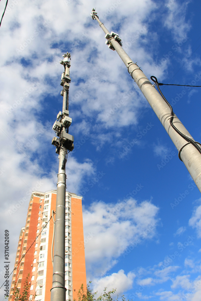 pillar of one of cells of cellular communication with antennas and ...