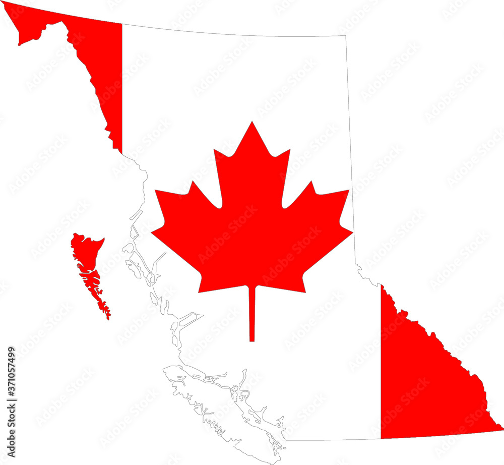 map of british columbia with canadian flag Stock Vector | Adobe Stock