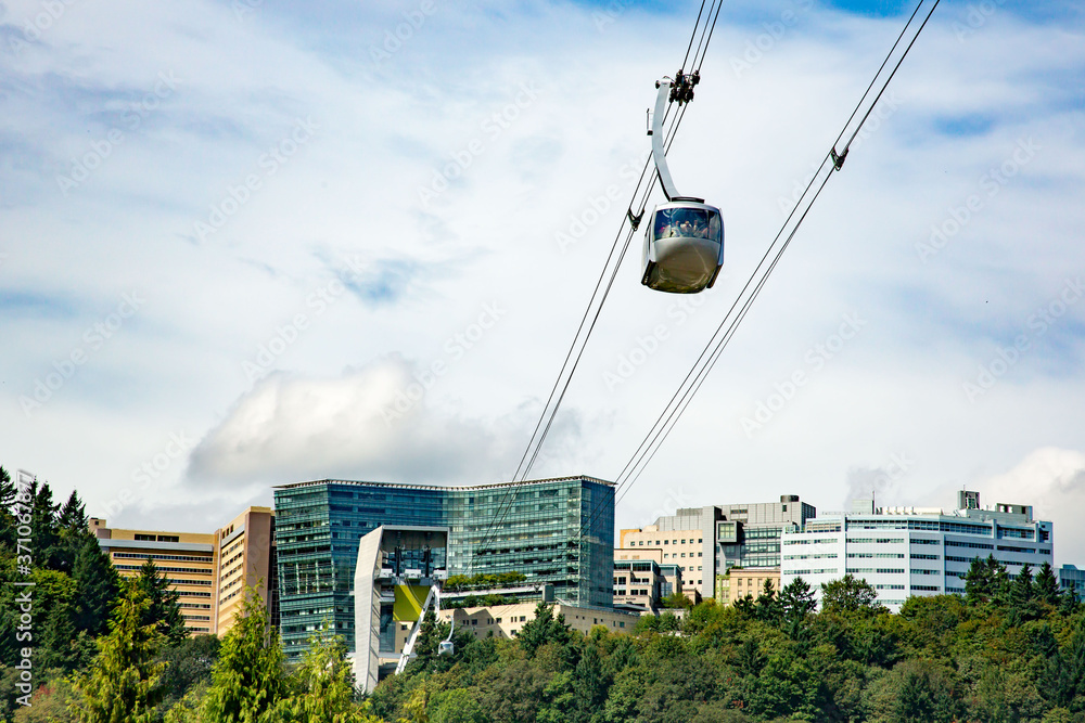 The cable car and tramway that carries patients to a hospital on a hill ...