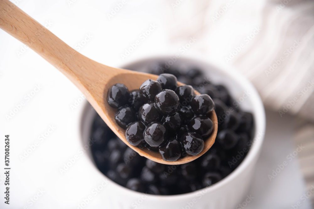 black tapioca pearl for boba milk tea Stock Photo | Adobe Stock