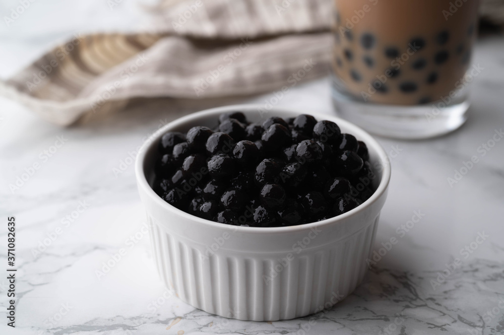 black tapioca pearl for boba milk tea Stock Photo | Adobe Stock