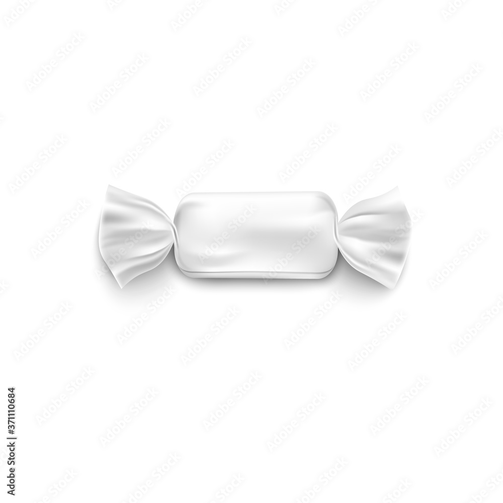 Realistic white candy wrapper mockup - rectangle chocolate sweets ...