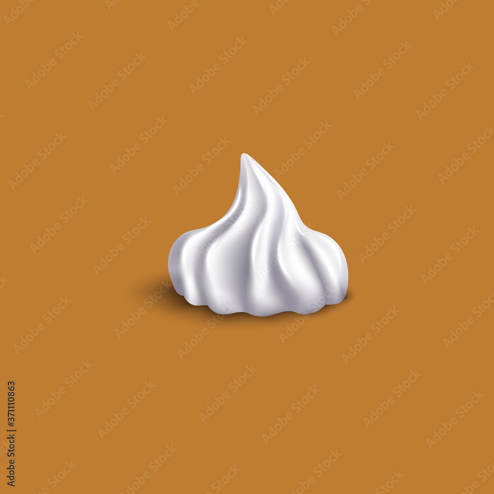Realistic dollop of white whipped cream from side view - isolated ...